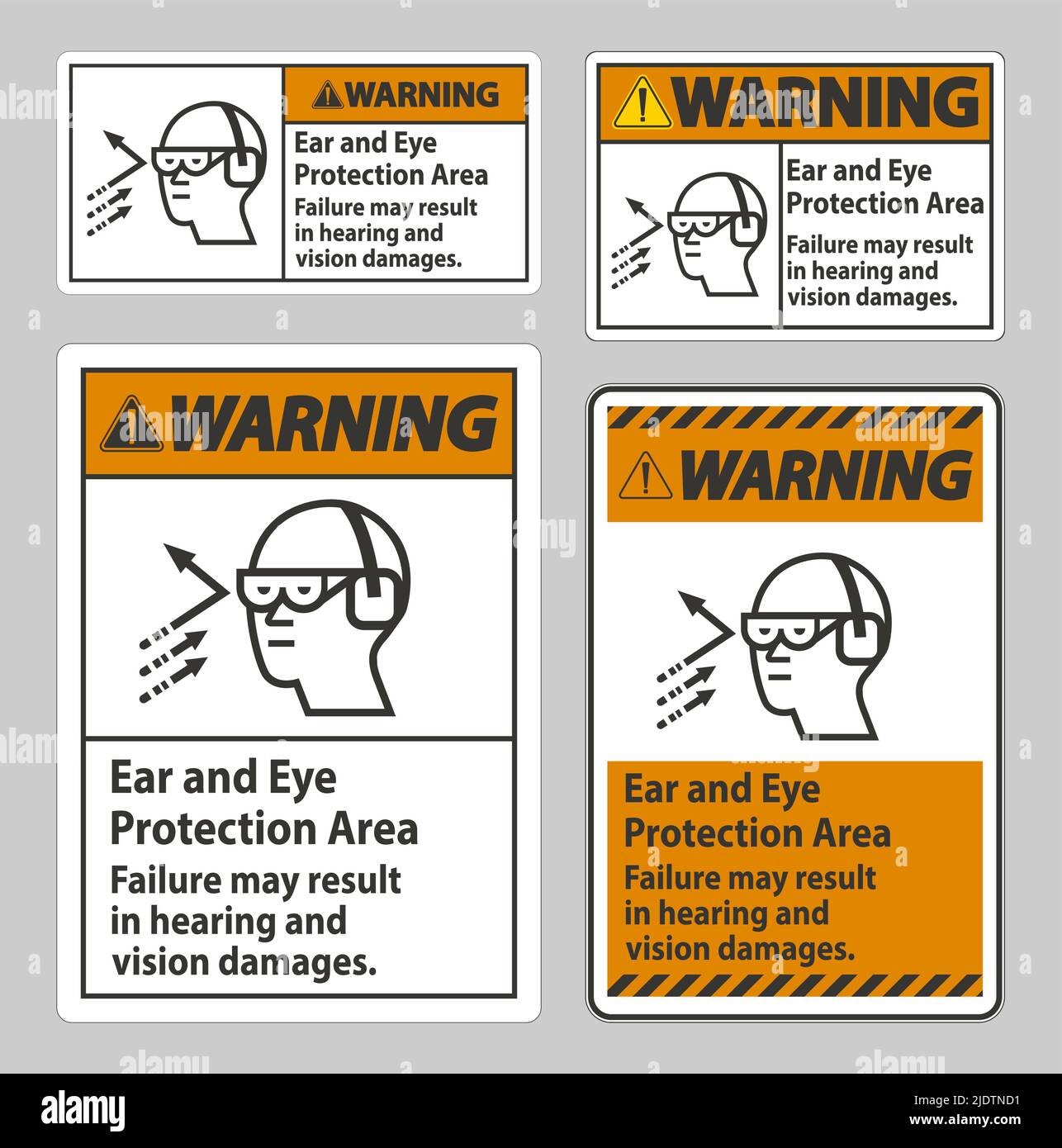 Warning Sign Ear And Eye Protection Area, Failure May Result In Hearing ...