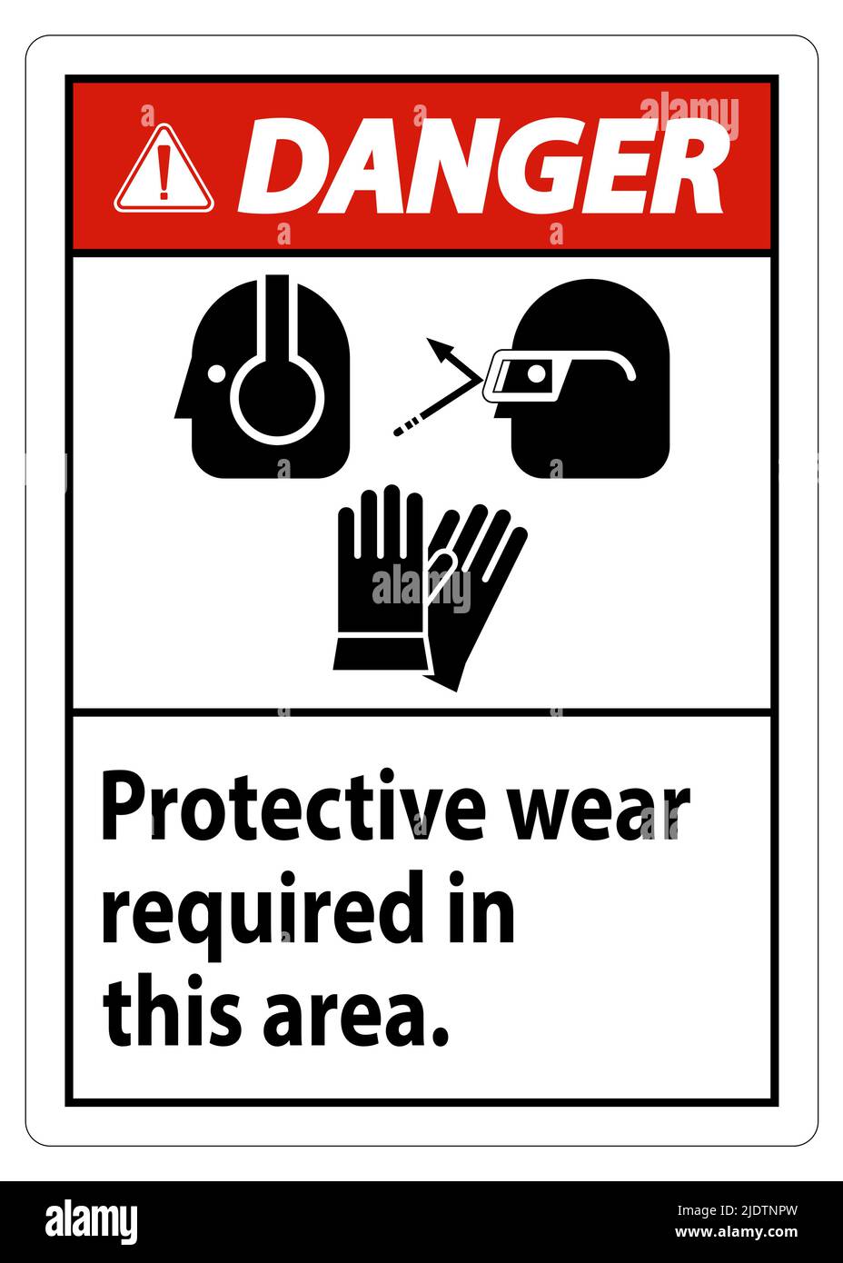Danger Sign Wear Protective Equipment In This Area With PPE Symbols ...