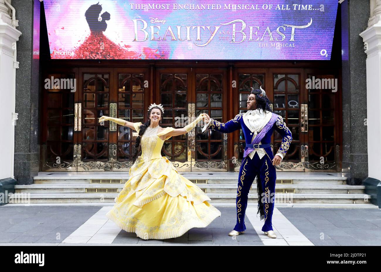 Courtney Stapleton, Belle, and Shaq Taylor, The Beast, pose during a ...