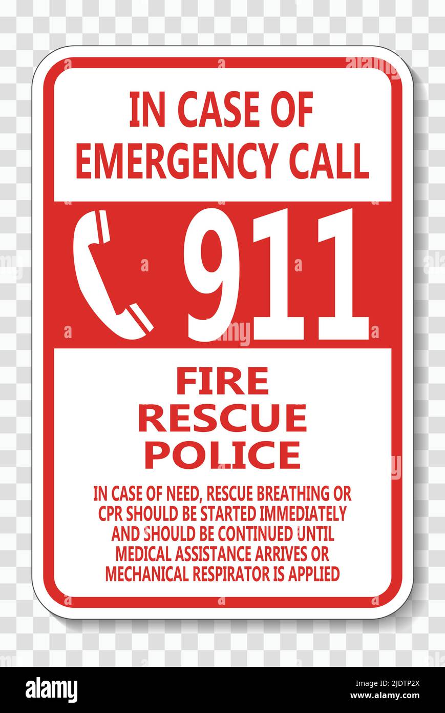 Call 911 Sign on transparent background,vector illustration Stock ...