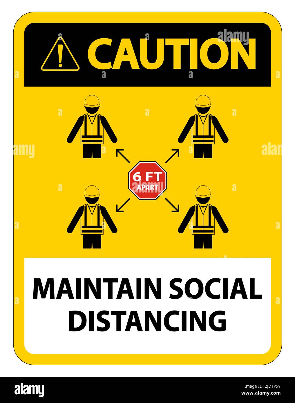 Caution Maintain social distancing, stay 6ft apart sign,coronavirus ...