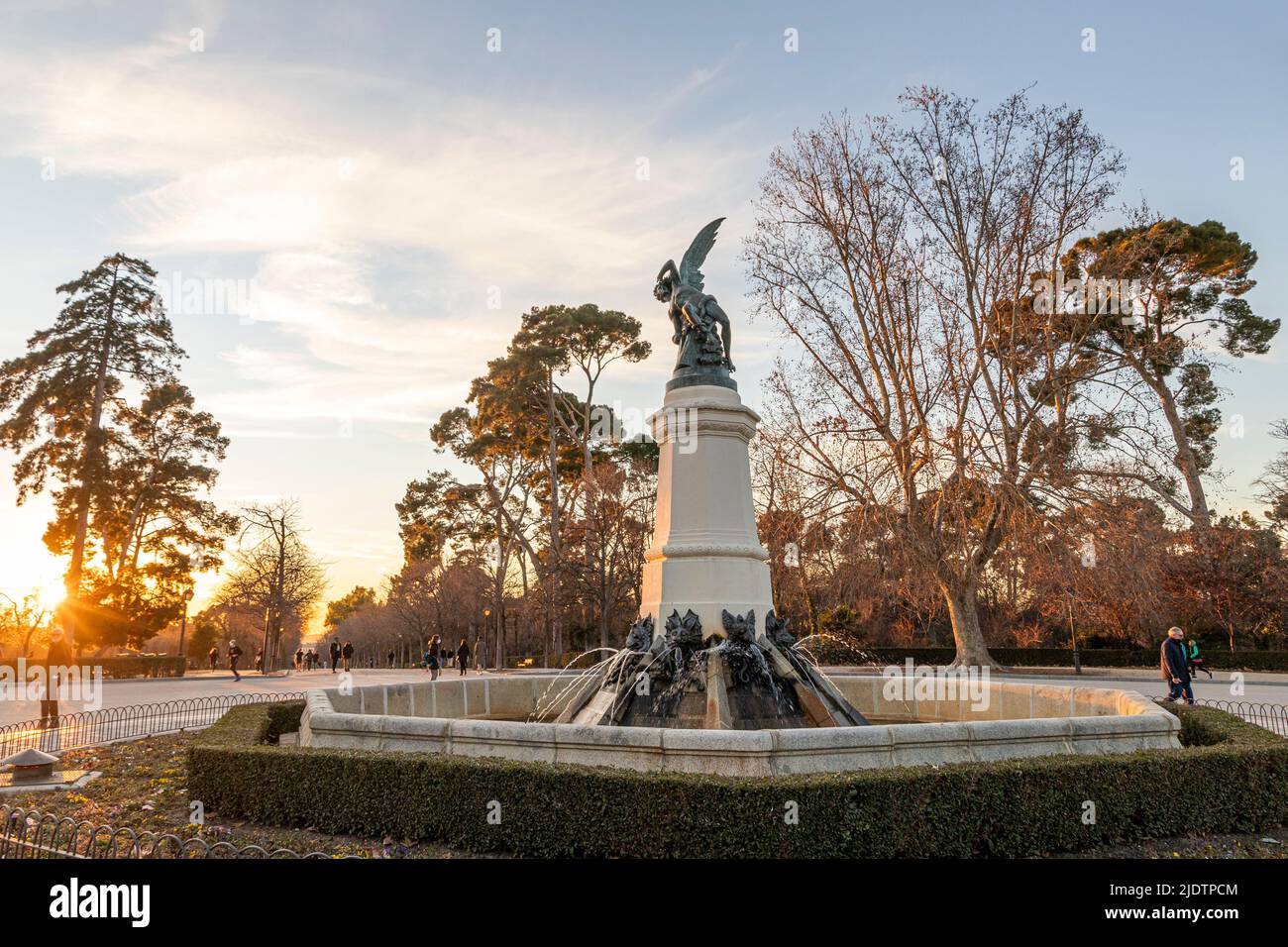 Madrid, Spain. The Fuente del Angel Caido (Monument of the Fallen Angel ...
