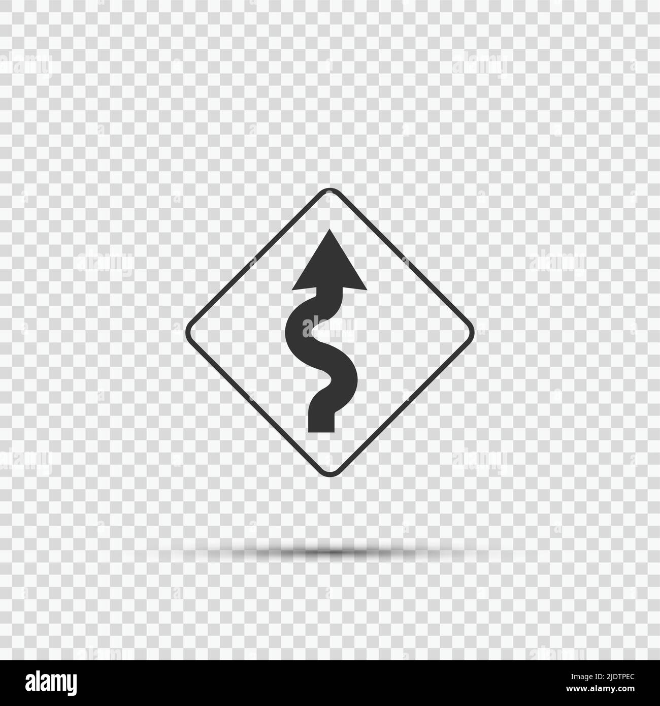 Right winding road Sign on transparent background,vector illustration ...