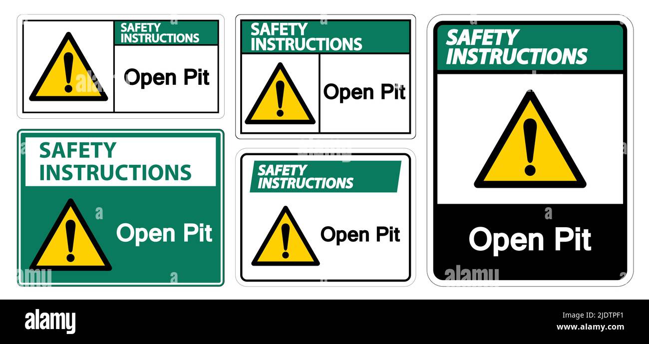 Safety Instructions Open Pit Sign Isolate On White Background,Vector ...