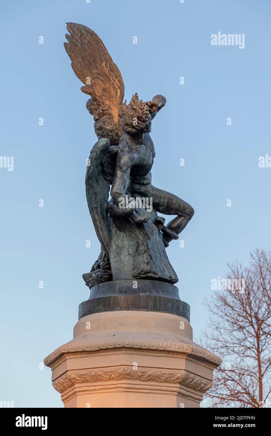 Madrid, Spain. The Fuente del Angel Caido (Monument of the Fallen Angel ...