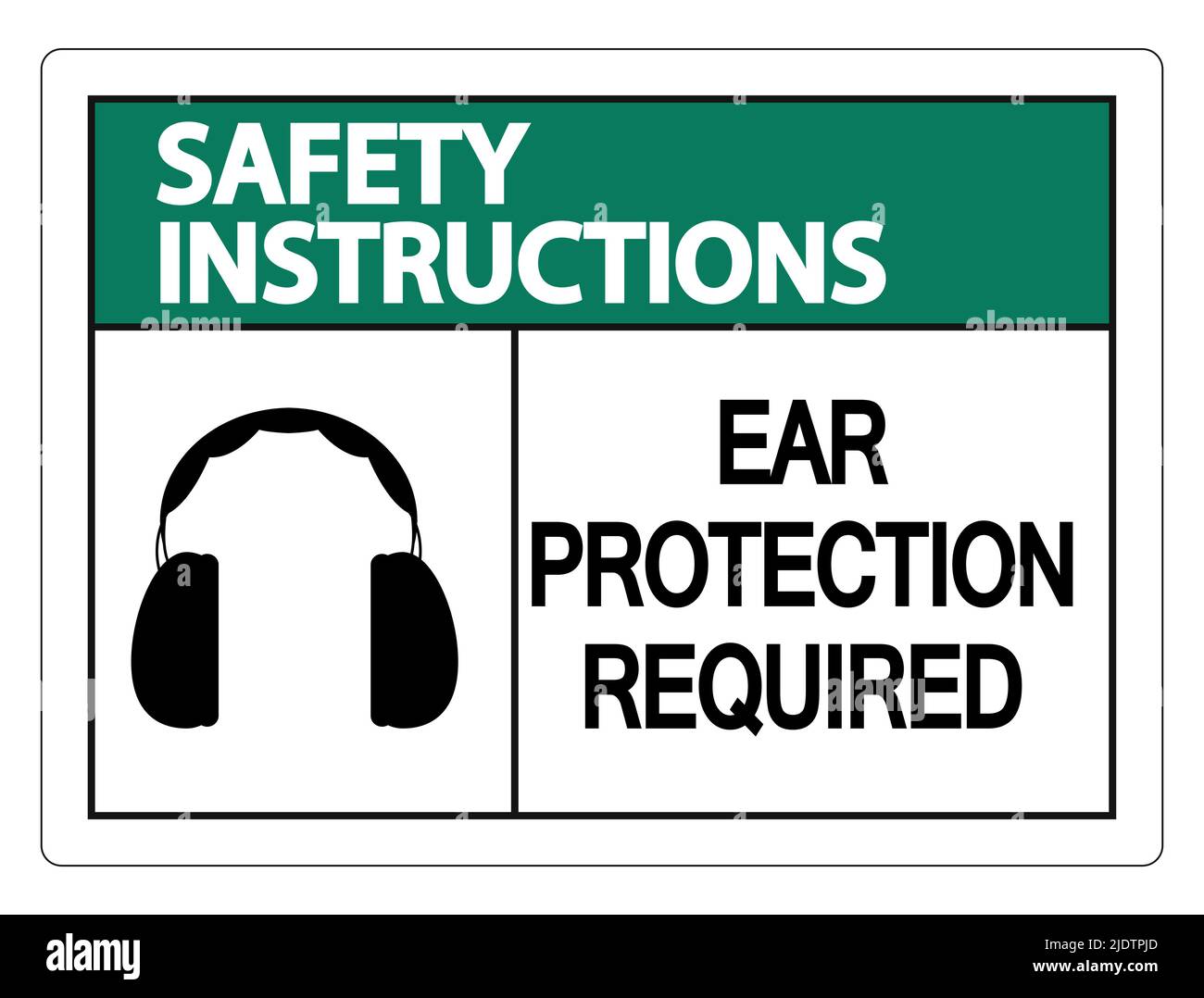 Safety instructions Ear Protection Required Wall Sign on white ...