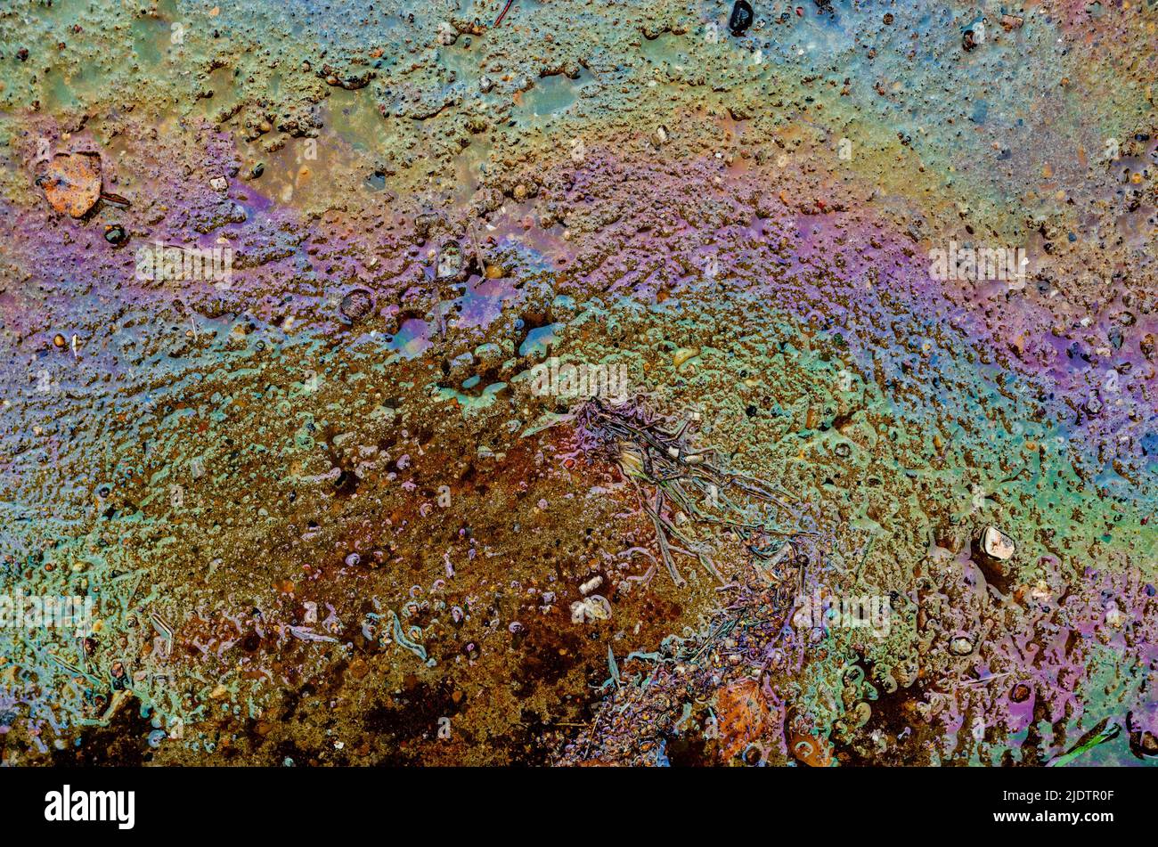 Danger of Gasoline Fuel or Oil Stains Spilled on Concrete Floor Surface ...