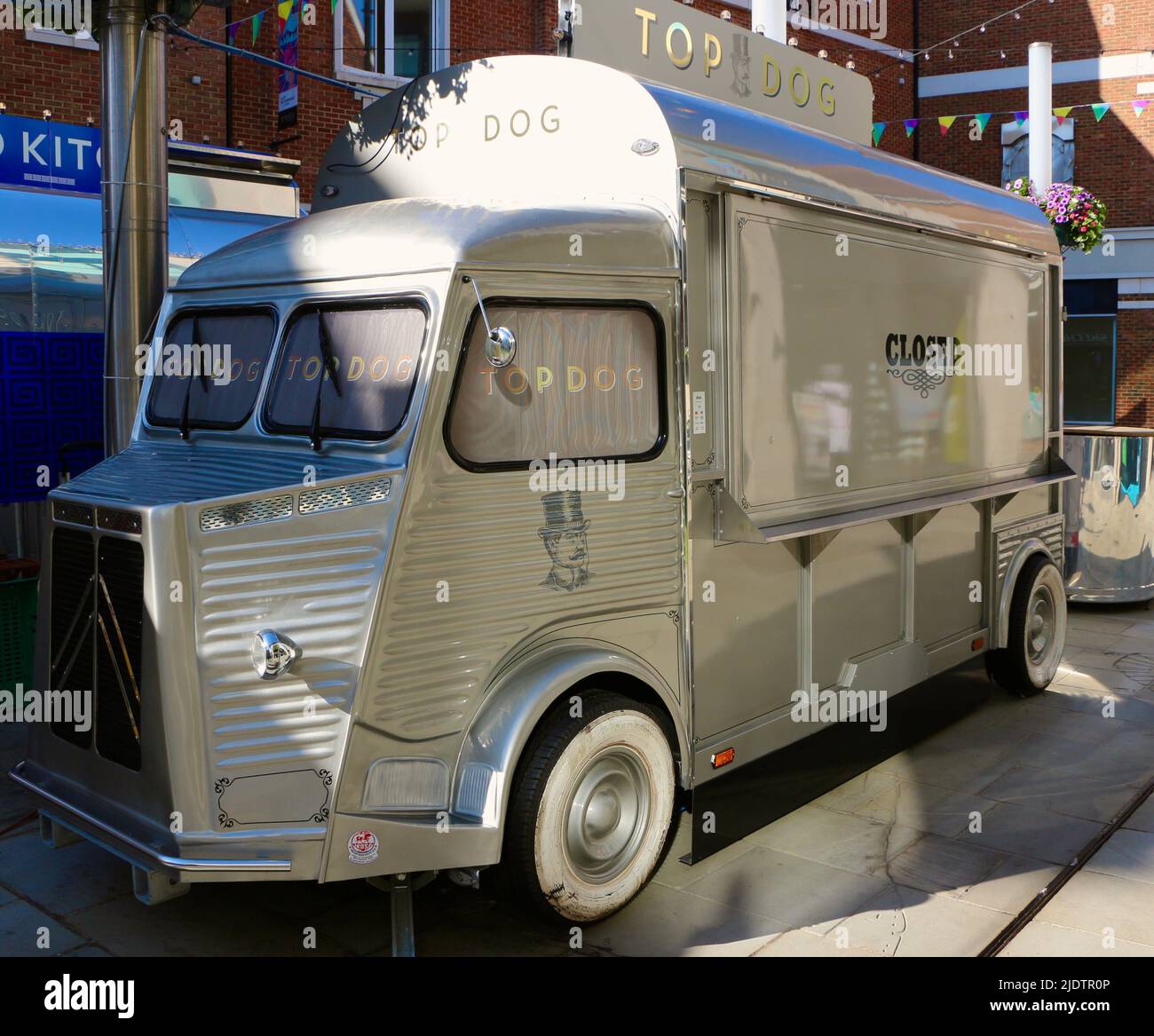 Converted silver Citroen van used as a fast food stall Canterbury Kent ...