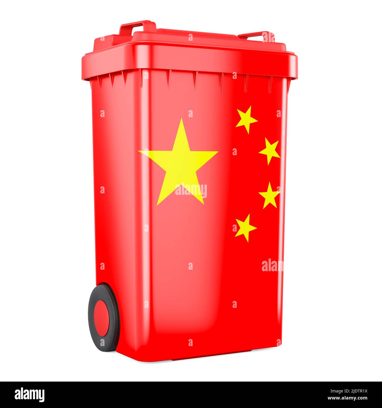 Waste container with Chinese flag, 3D rendering isolated on white ...