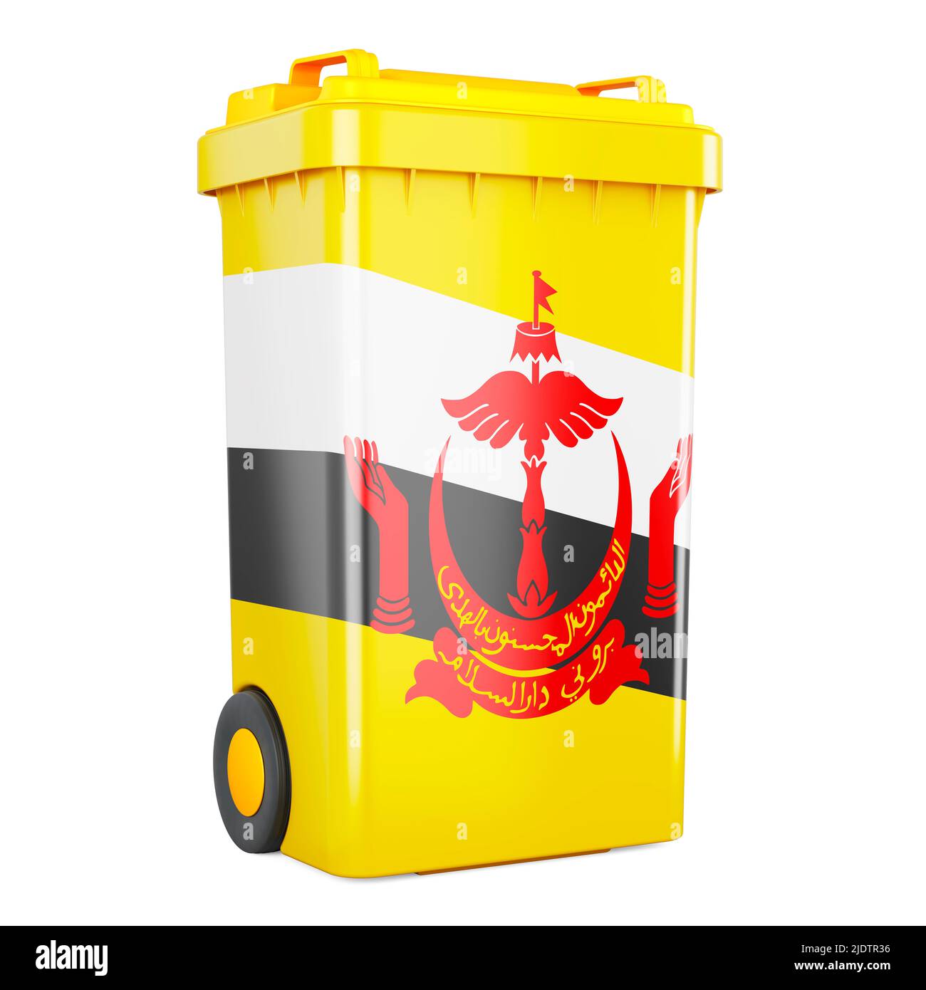 Waste container with Bruneian flag, 3D rendering isolated on white ...