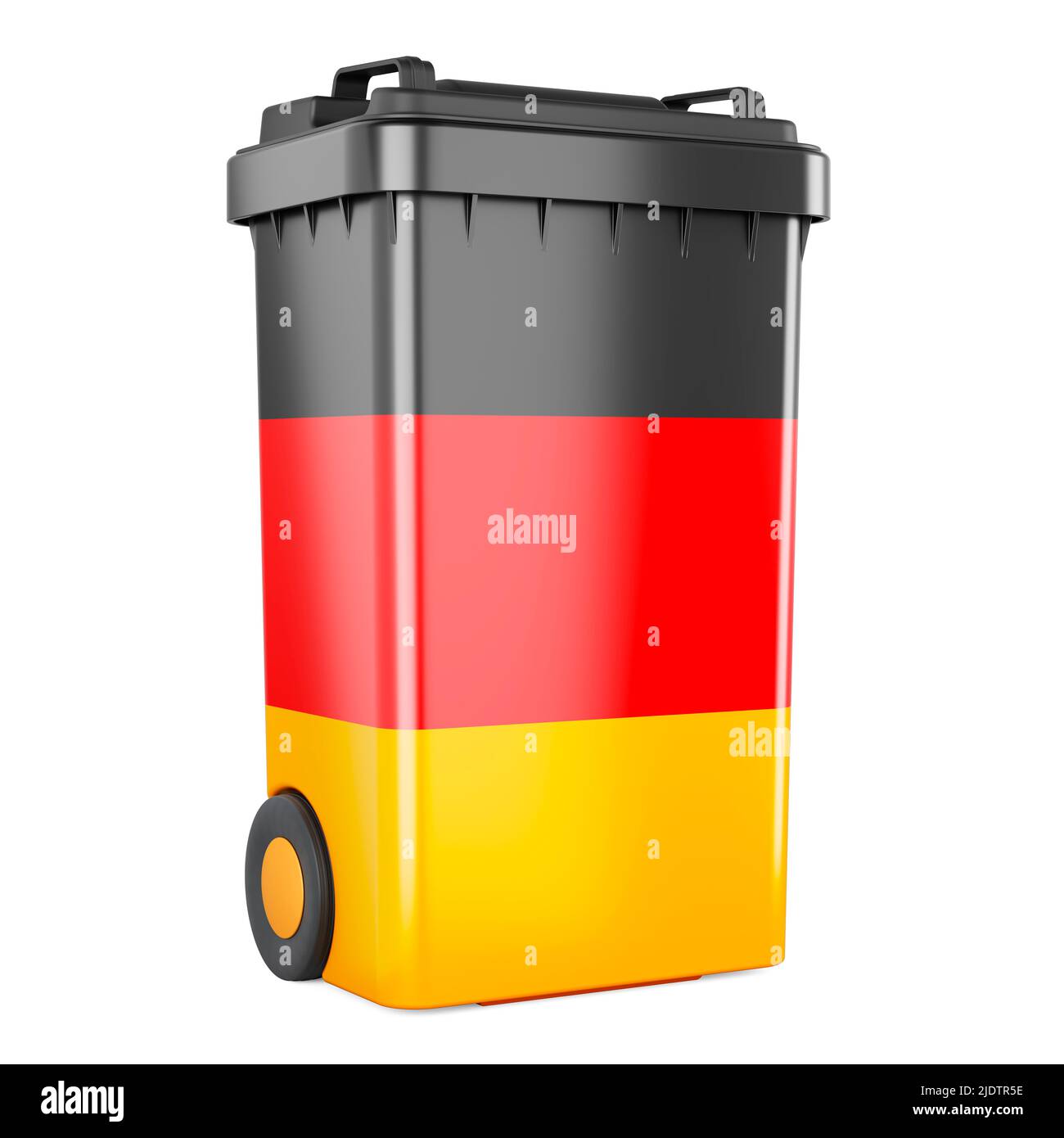 Waste container with German flag, 3D rendering isolated on white ...