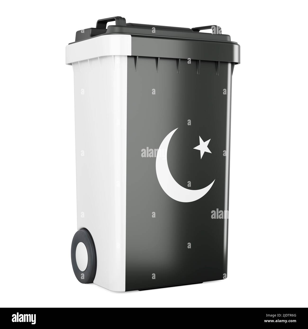 Waste container with Pakistani flag, 3D rendering isolated on white ...