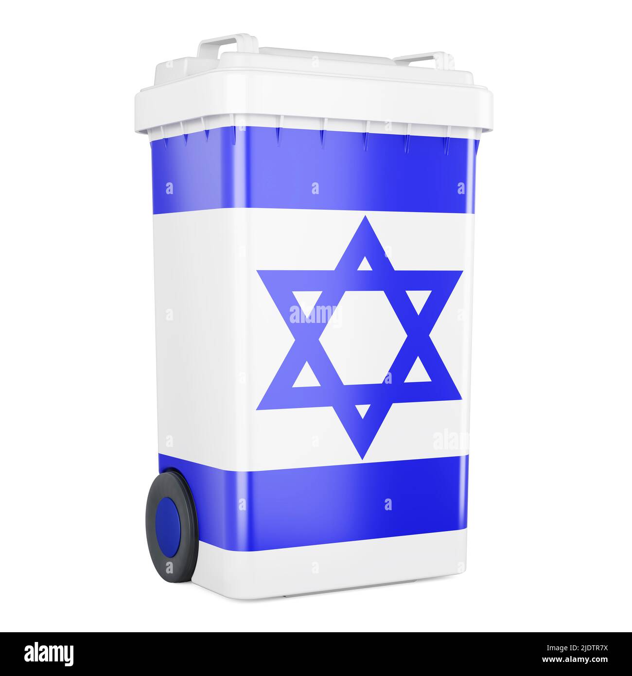 Waste container with Israeli flag, 3D rendering isolated on white ...