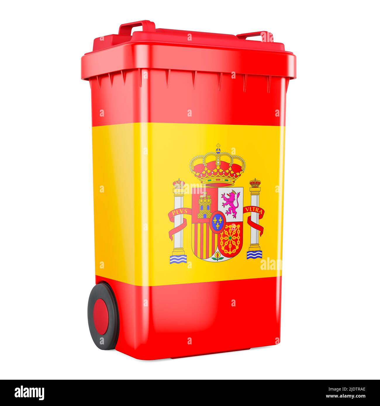 Waste container with Spanish flag, 3D rendering isolated on white ...