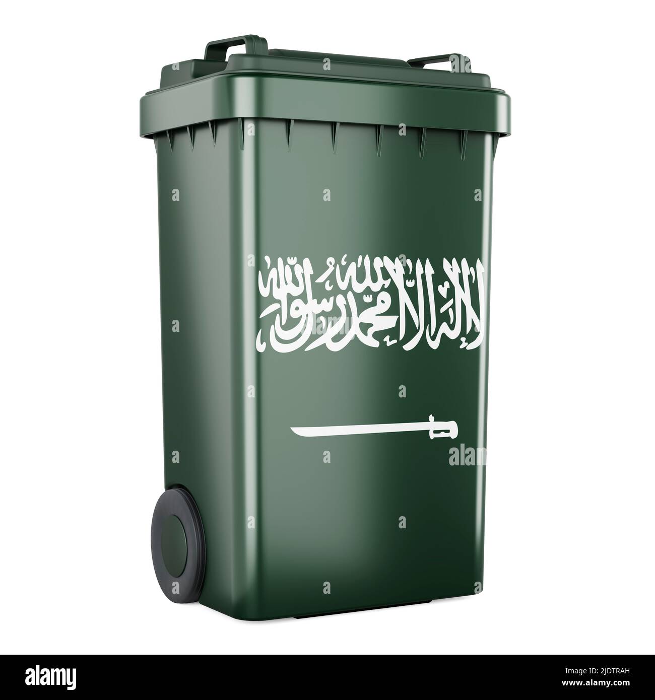 Waste container with Saudi Arabian flag, 3D rendering isolated on white ...