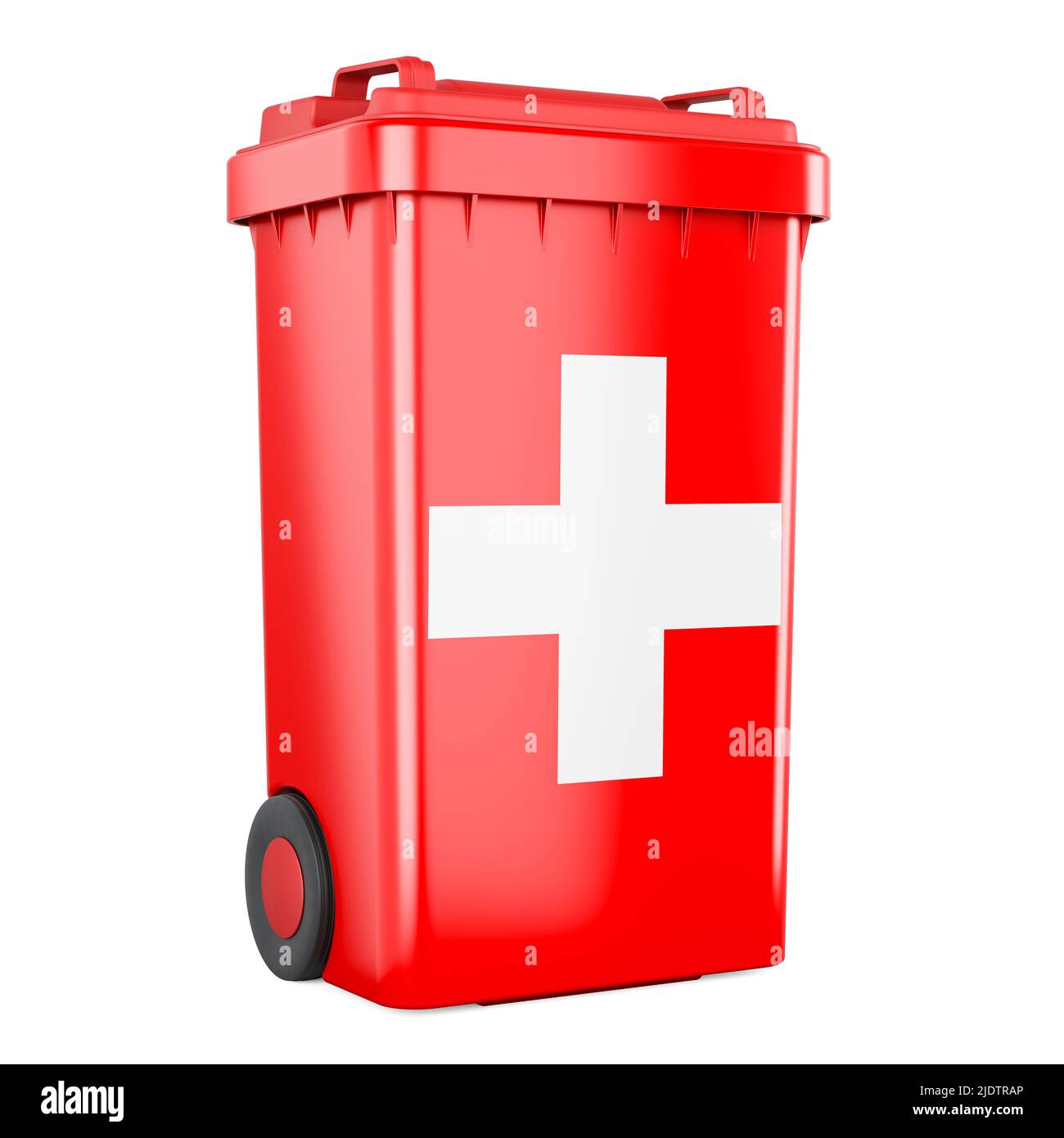 Waste container with Swiss flag, 3D rendering isolated on white ...