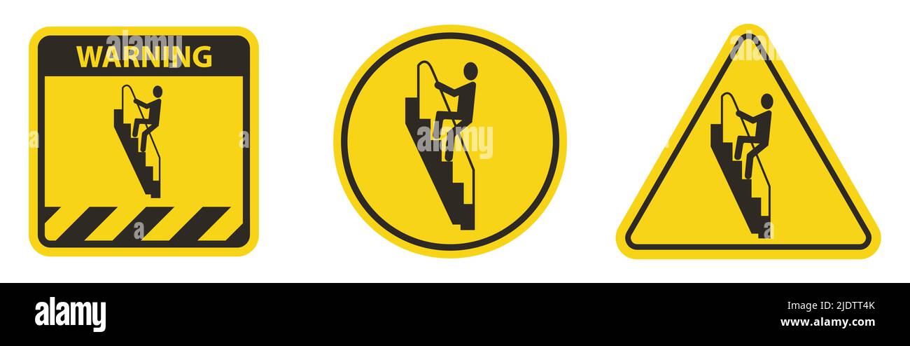 Caution Walk Down Stairs Backwards Sign Stock Vector Image & Art - Alamy