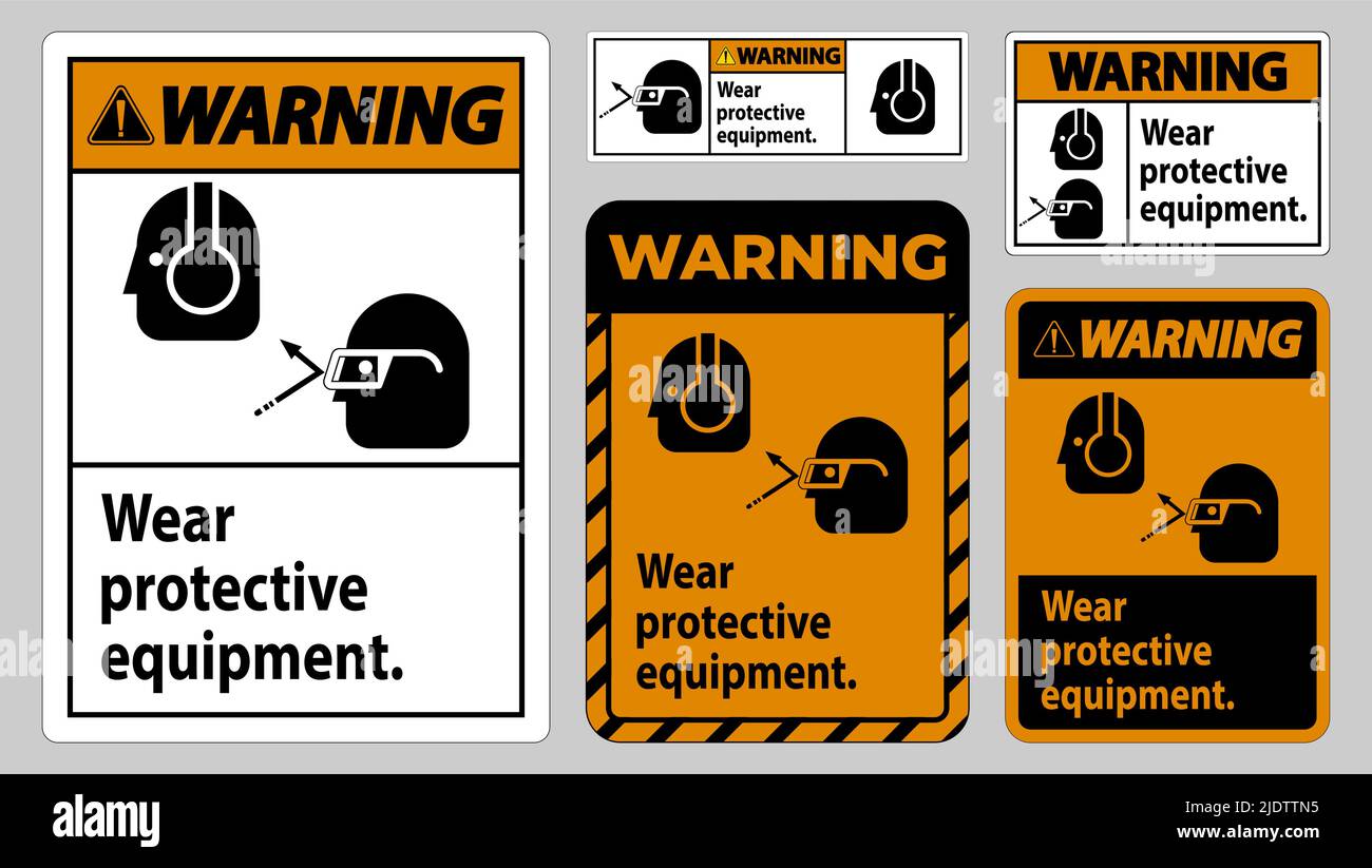 Warning Sign Wear Protective Equipment with goggles and glasses ...