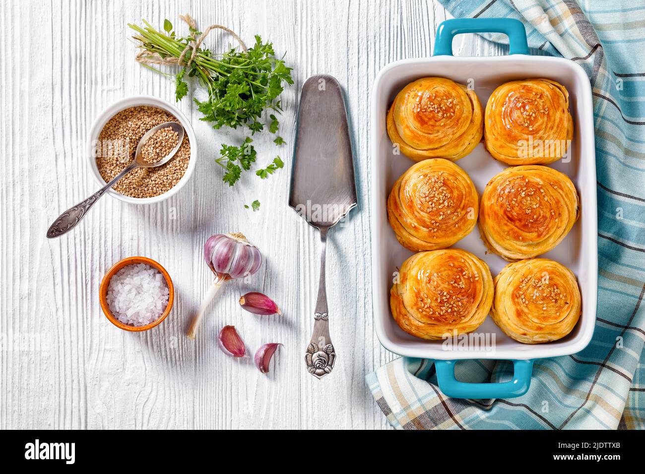 freshly baked snail shaped hand pies with ground mutton fillings in ...