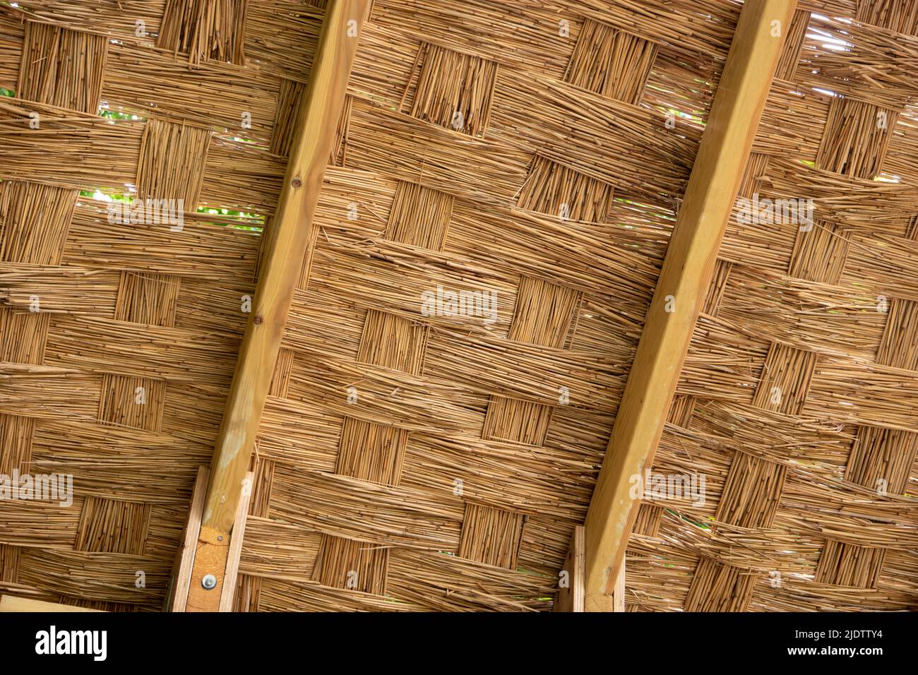Fleeking, the matting used on the underside of thatch above open ...