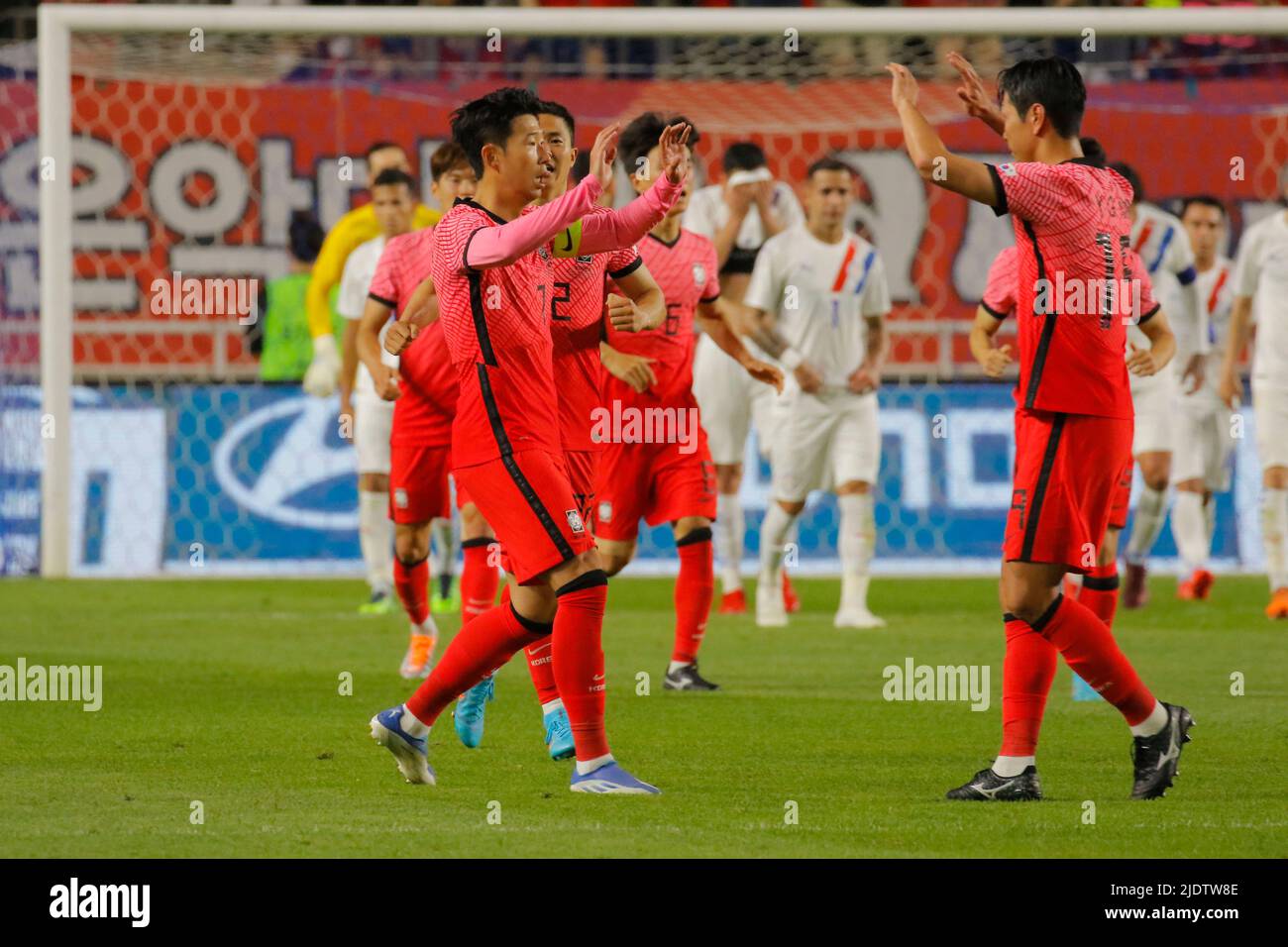 June 10, 2022-Suwon, South Korea-Son, Heungmin and Kim, Younggwon of ...