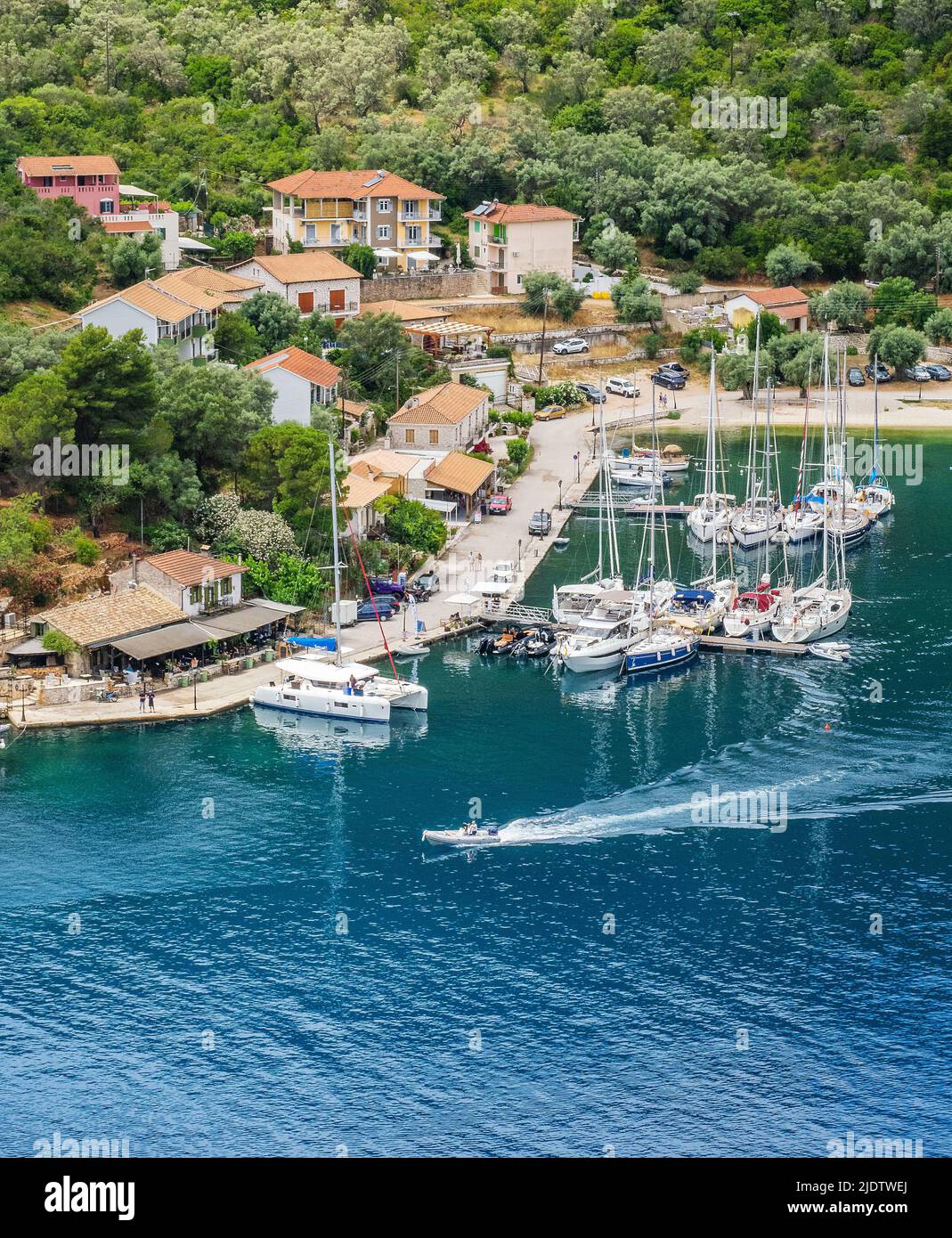 The lovely harbour of Sivota on the island of Lefkada in the Ionian ...