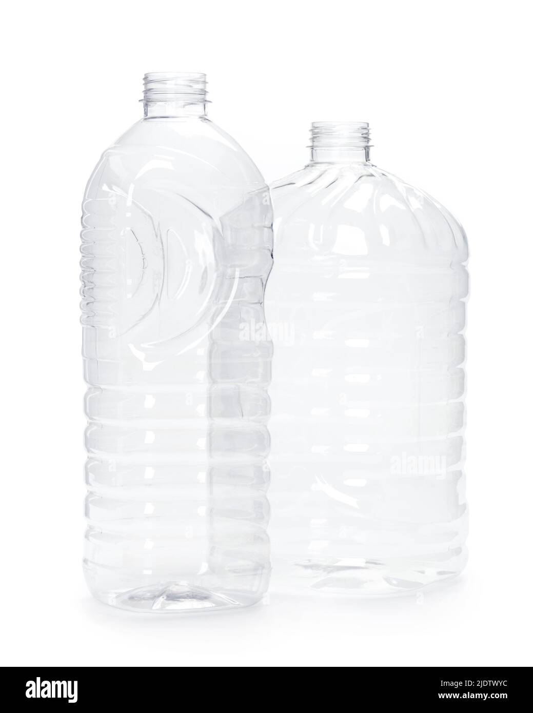 two empty new plastic bottle isolated on white background. production ...