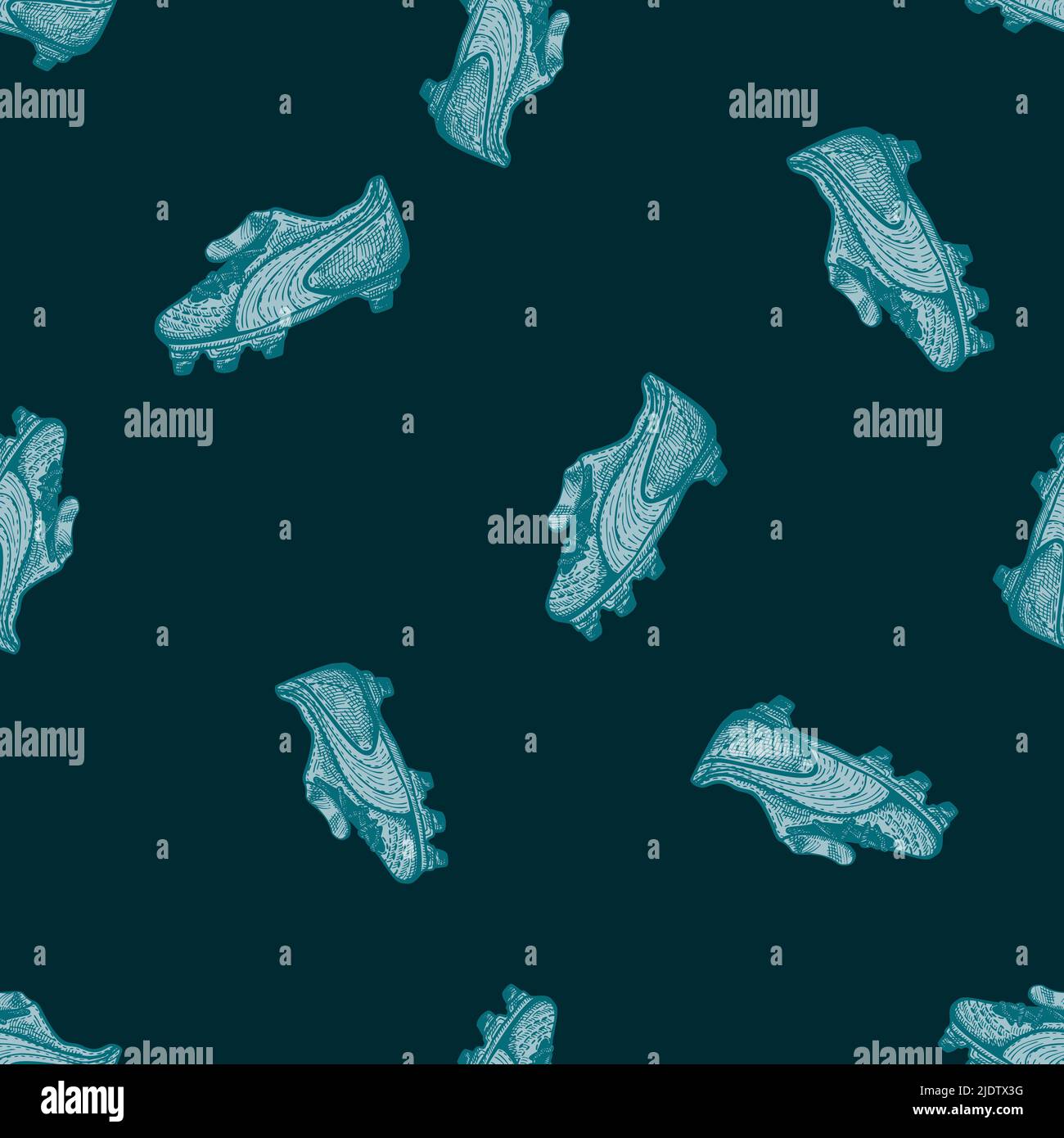 Football boots engraving seamless pattern. Vintage background sport ...