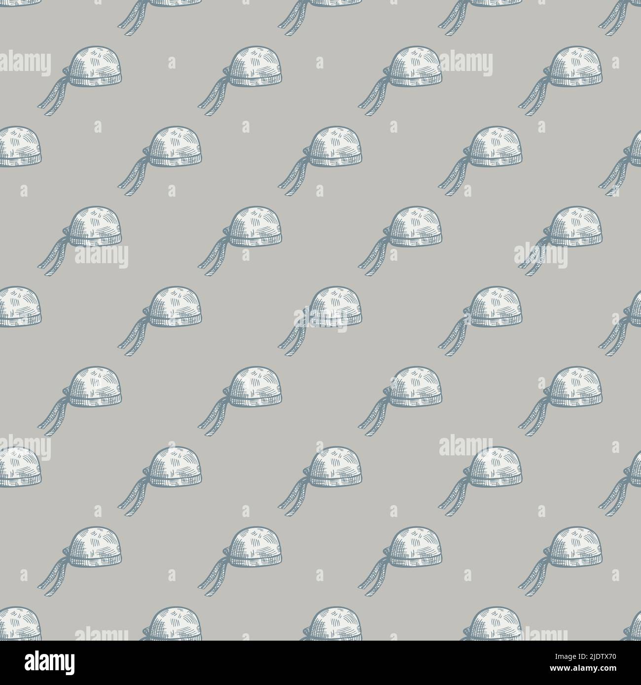 Bandana chef hat seamless pattern engraving. Vintage cooking background ...