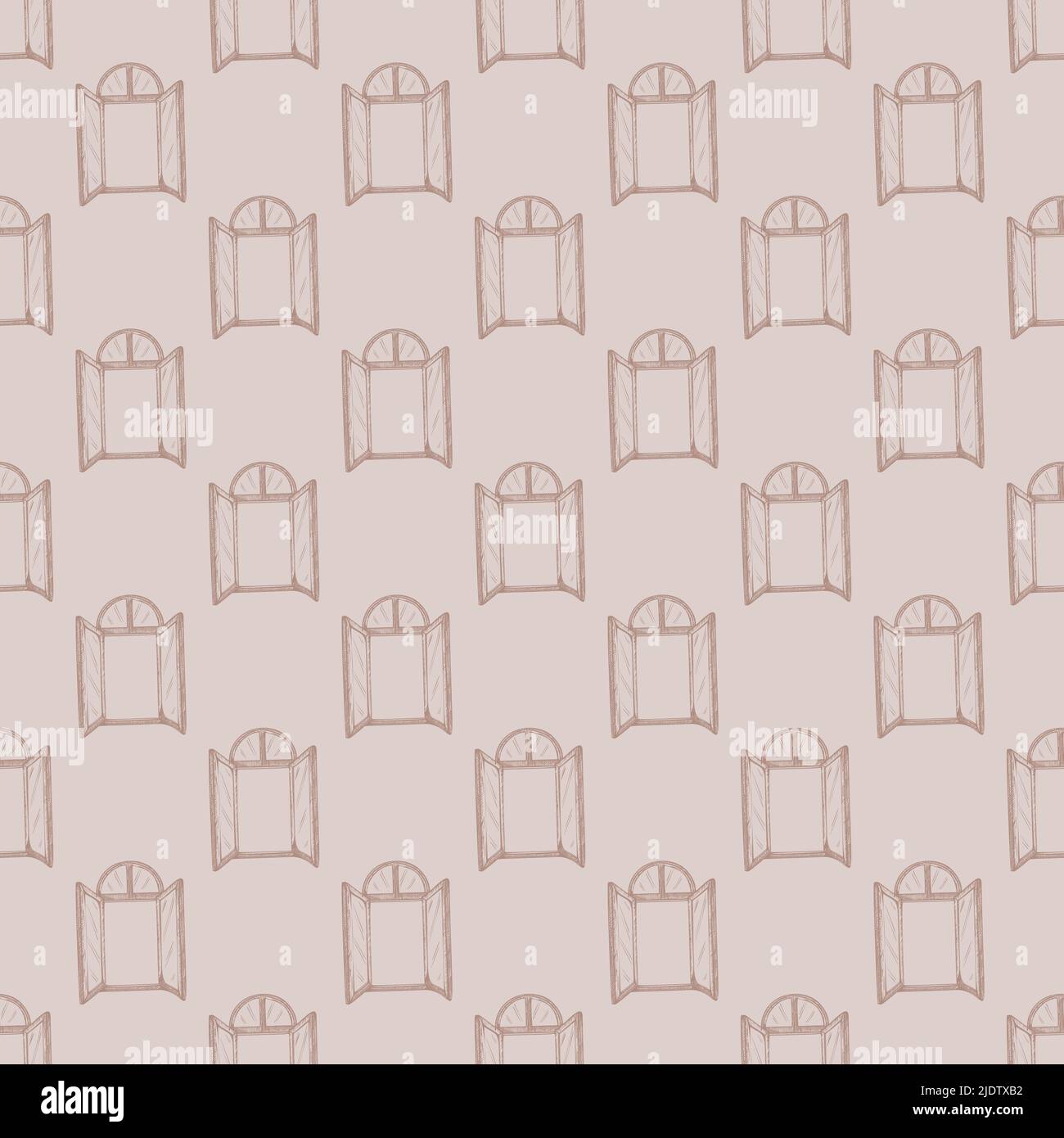 Seamless pattern of retro arch windows engraving. Vintage background ...