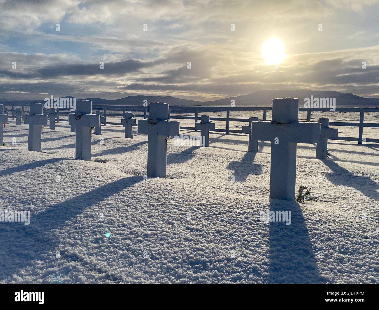 Stanley, UK. 20th June, 2022. Crosses in the Argentine war cemetery ...