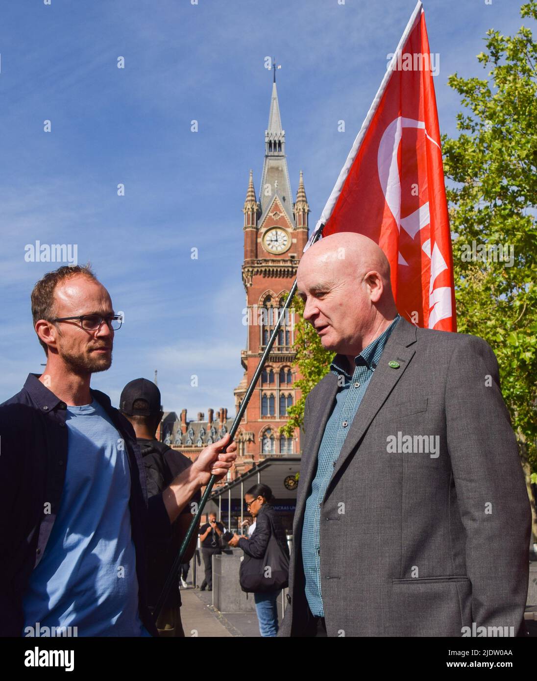 London, UK. 21st June 2022. RMT union general secretary Mick Lynch ...