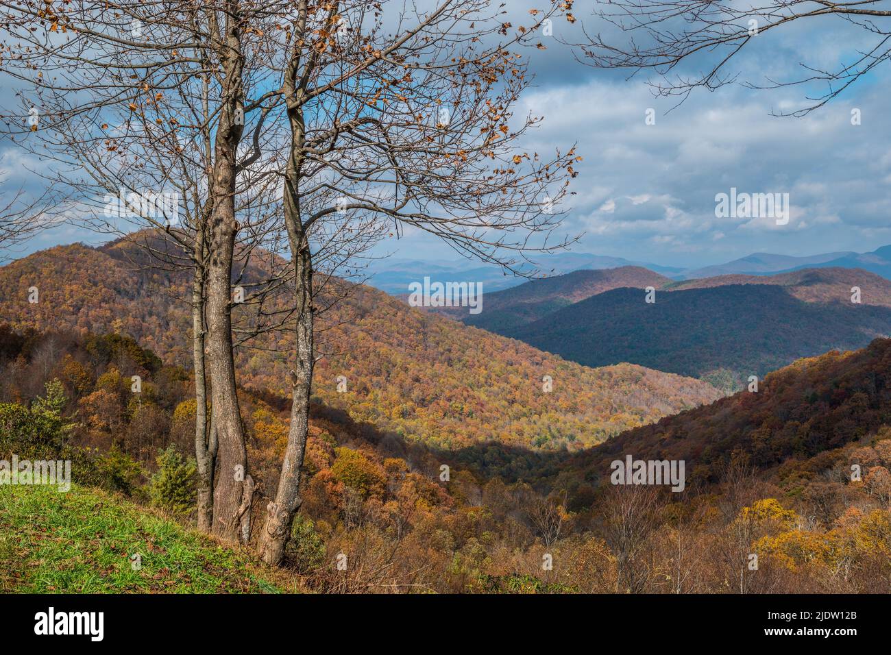 High up along the highway with a view of the north Georgia mountains ...