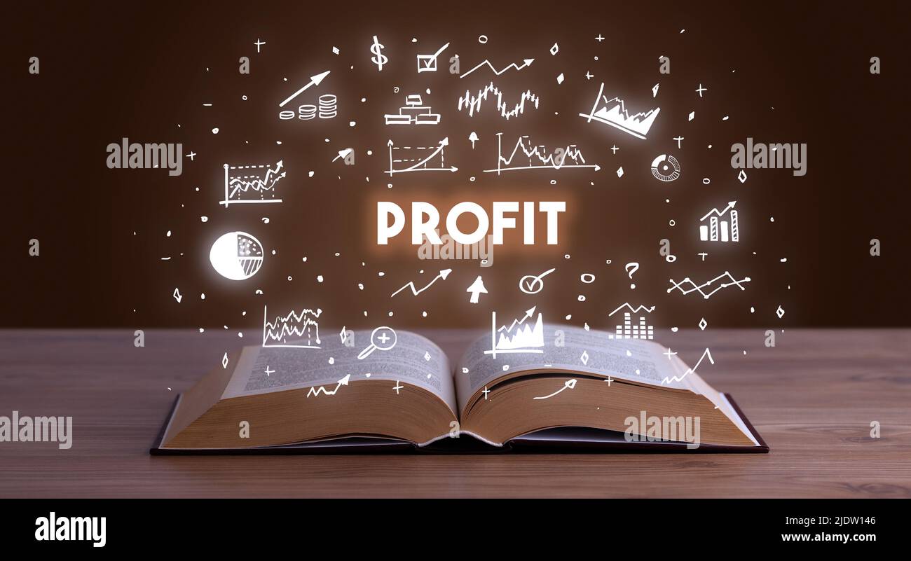 Business inscription coming out from an open book Stock Photo - Alamy