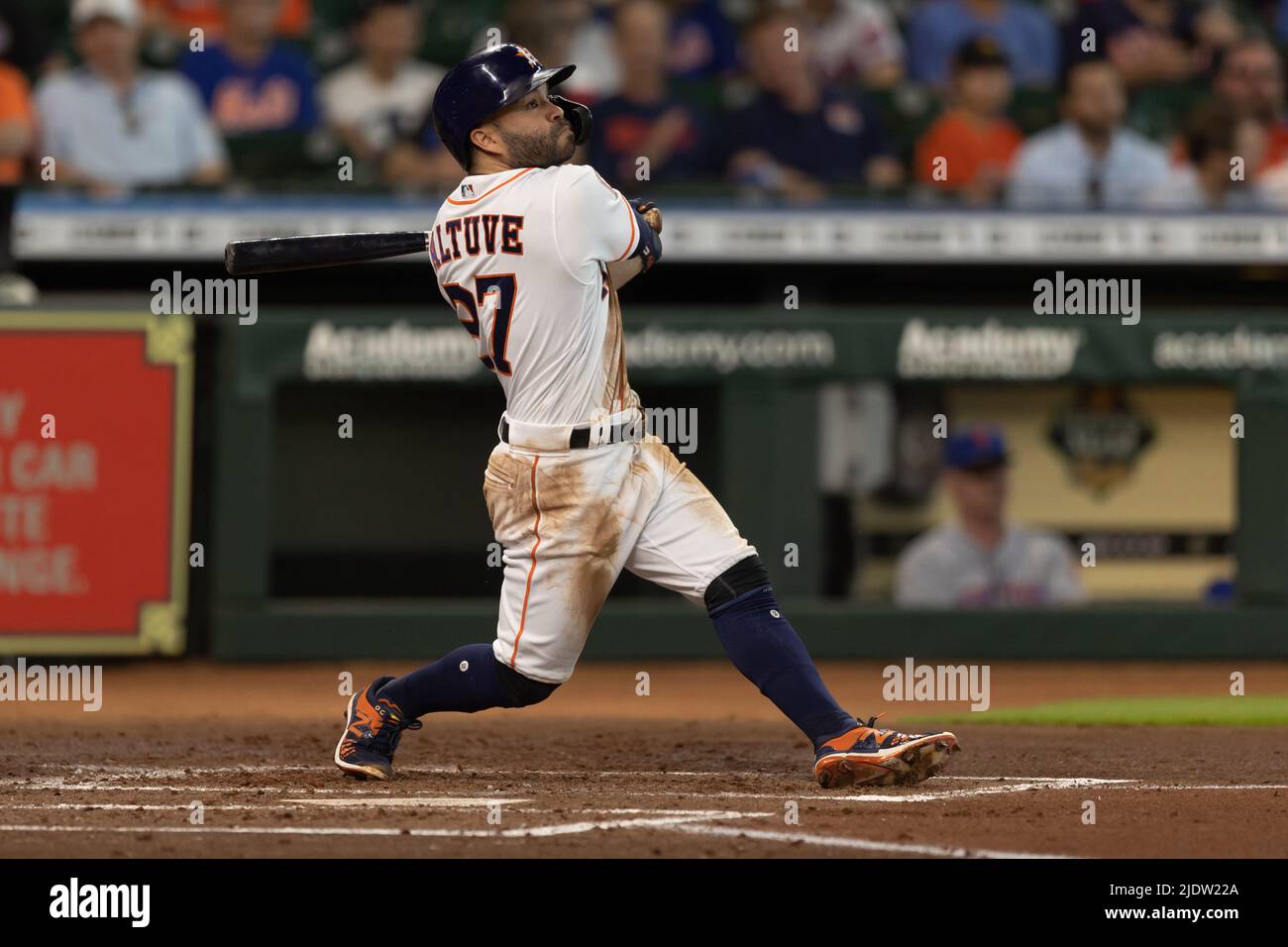 Houston Astros second baseman Jose Altuve (27) bats in the second inning against the New York ...