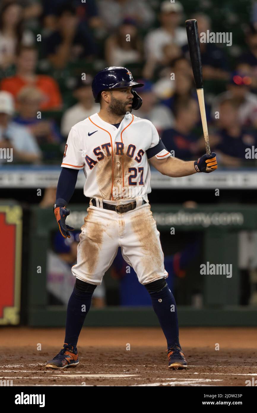 Houston Astros second baseman Jose Altuve (27) bats in the second inning against the New York ...