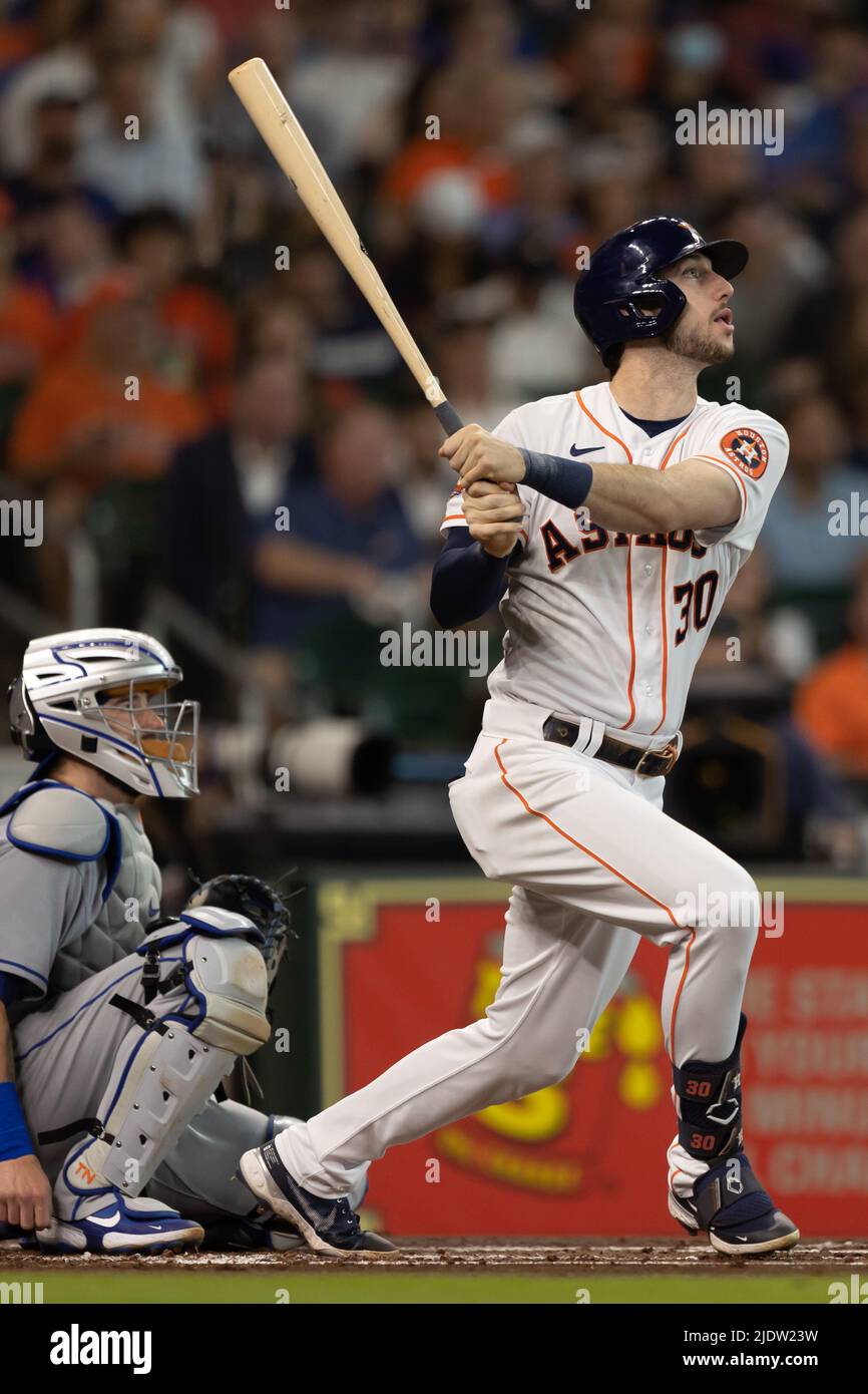 Houston Astros right fielder Kyle Tucker (30) bats in the first inning against the New York Mets ...