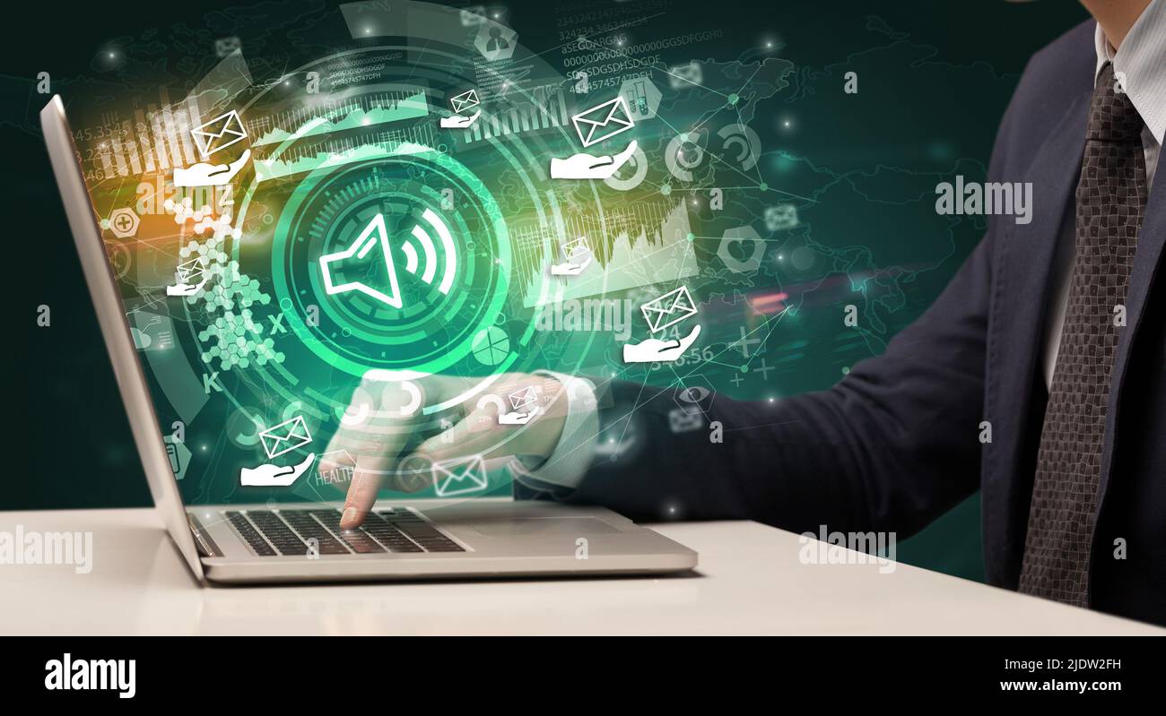 Business hand typing on a modern laptop Stock Photo - Alamy