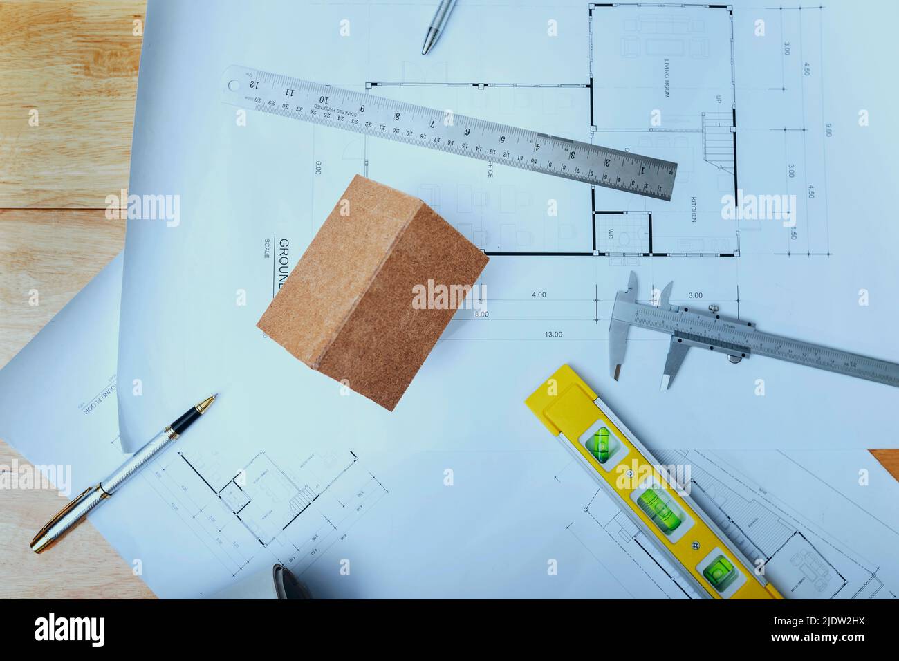 Business, architecture, building and construction concept - Top view of ...