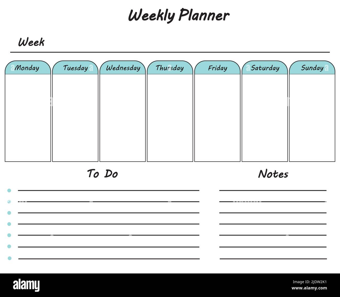 Weekly Planner Template To Do List And Notes Blank White Graphic Office ...