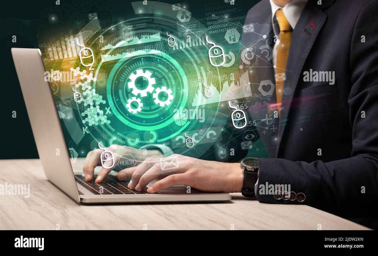 Marketing digital laptop target gear hi-res stock photography and ...