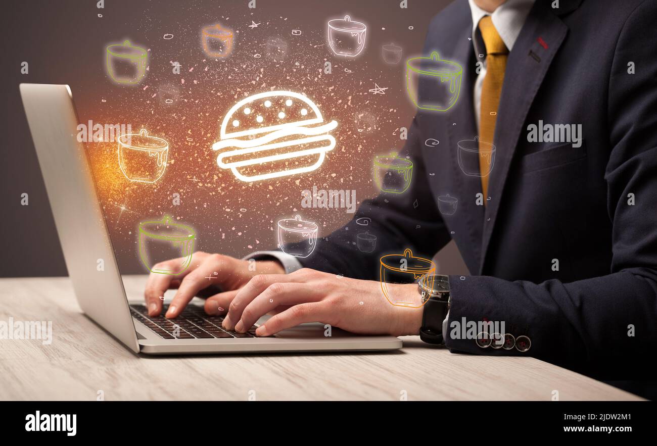 Hand searching for recipes on the internet Stock Photo - Alamy