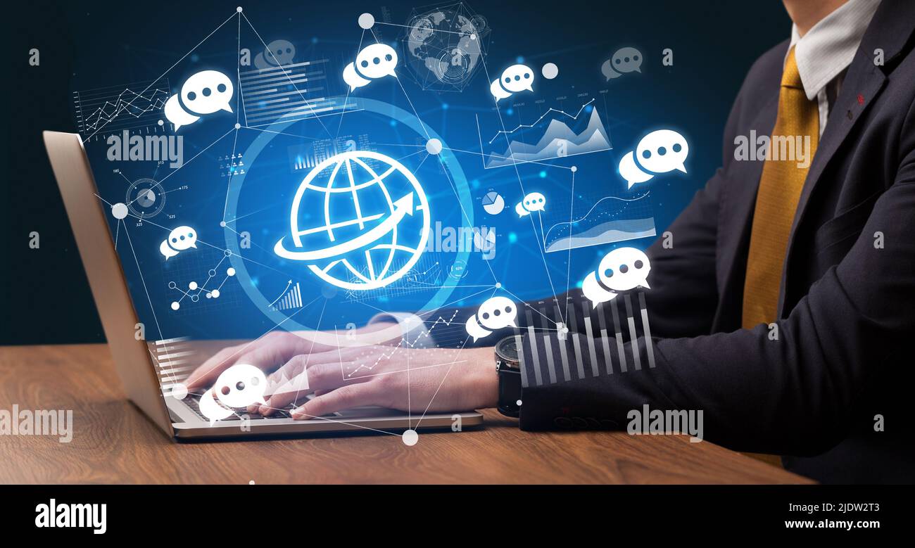 Business hand working on laptop, successful business concept Stock ...