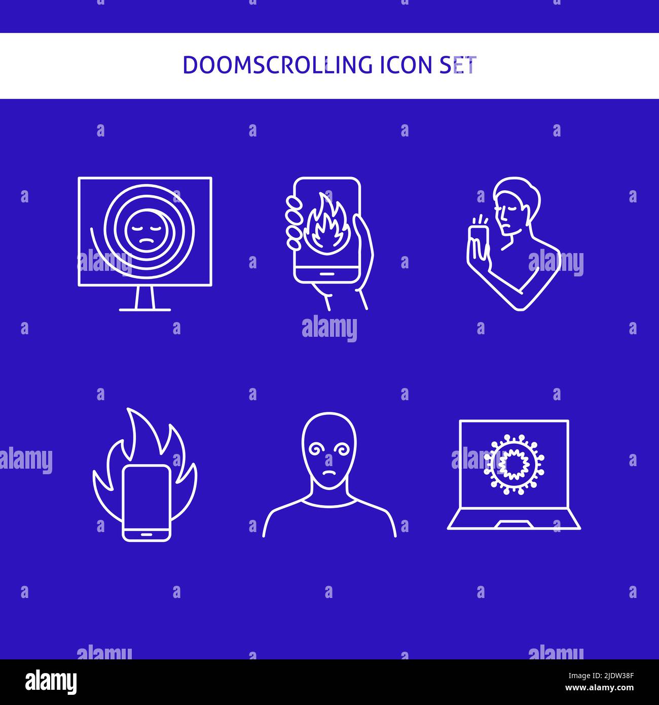 Bad news icon set in line style. Doomscrolling, reading bad news ... Bad news icon set in line style. Doomscrolling, reading bad news ...