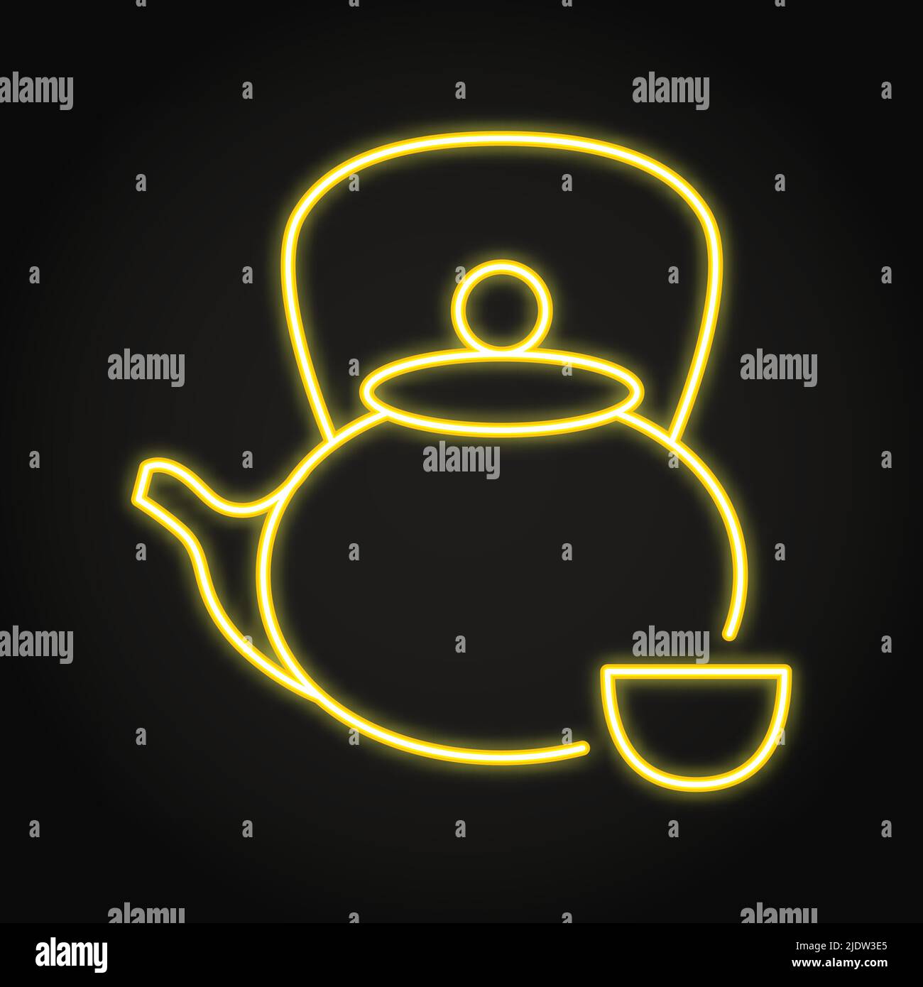 Tea neon icon in line style. Teapot and cup symbol. Vector illustration ...