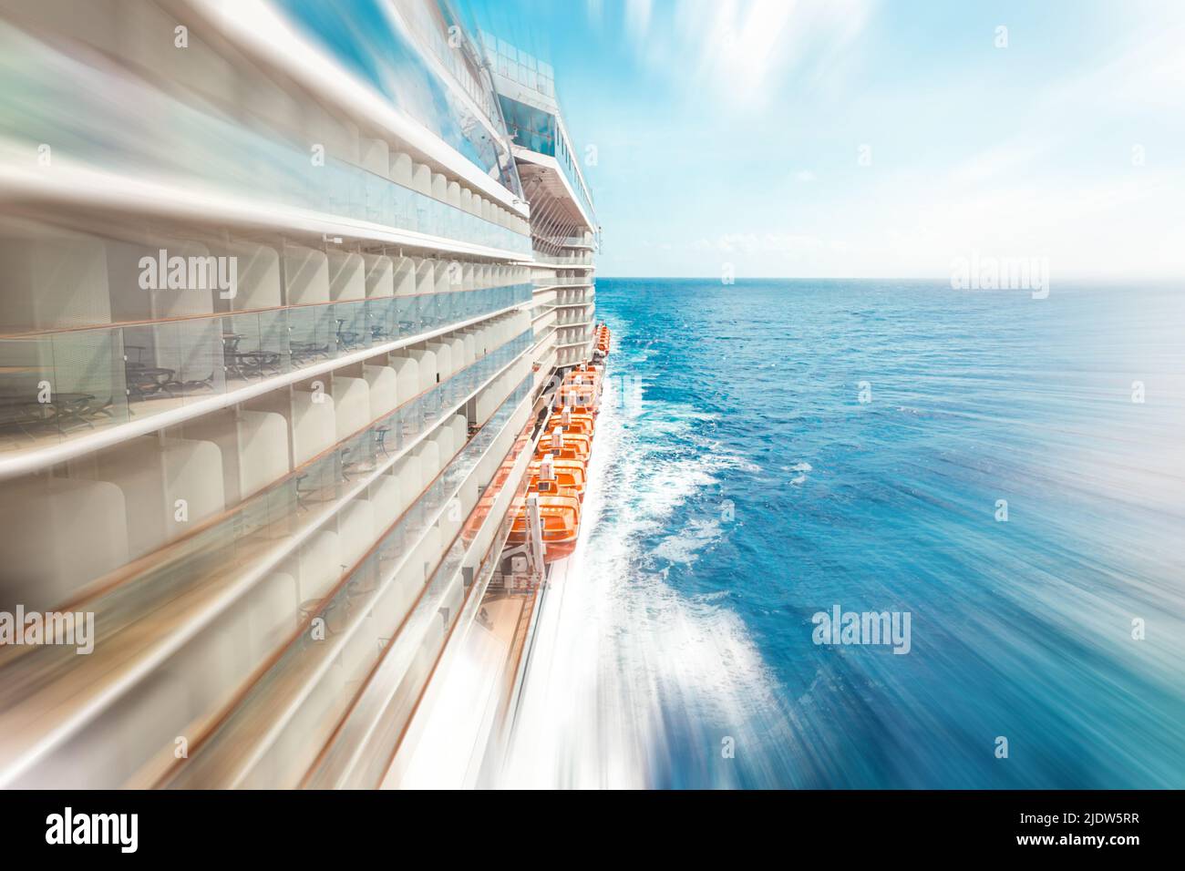 Side view of cruise ship on the blue sky background with copy space ...