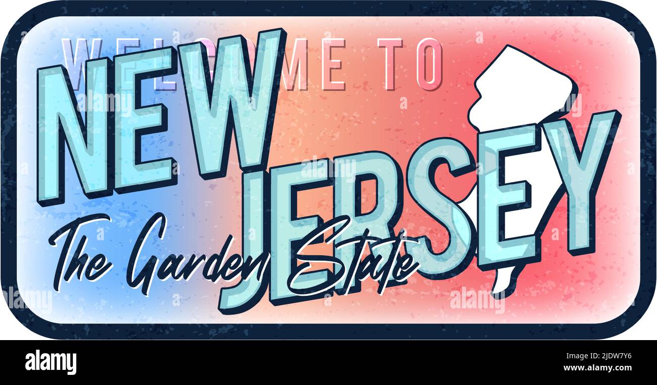 Welcome to new jersey vintage rusty metal sign vector illustration ...