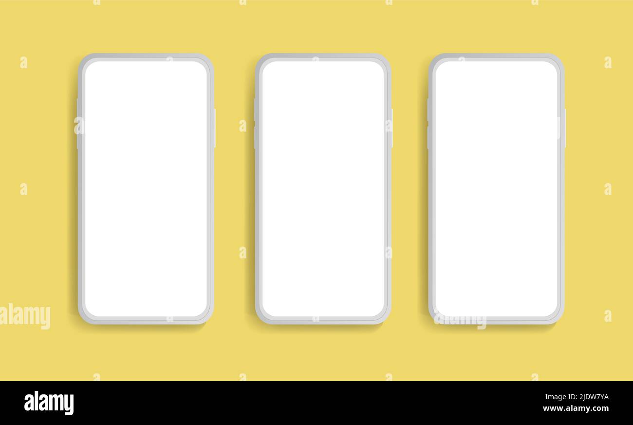 Clay Smartphone Style Three Set Blank Device Mockup Template Realistic ...