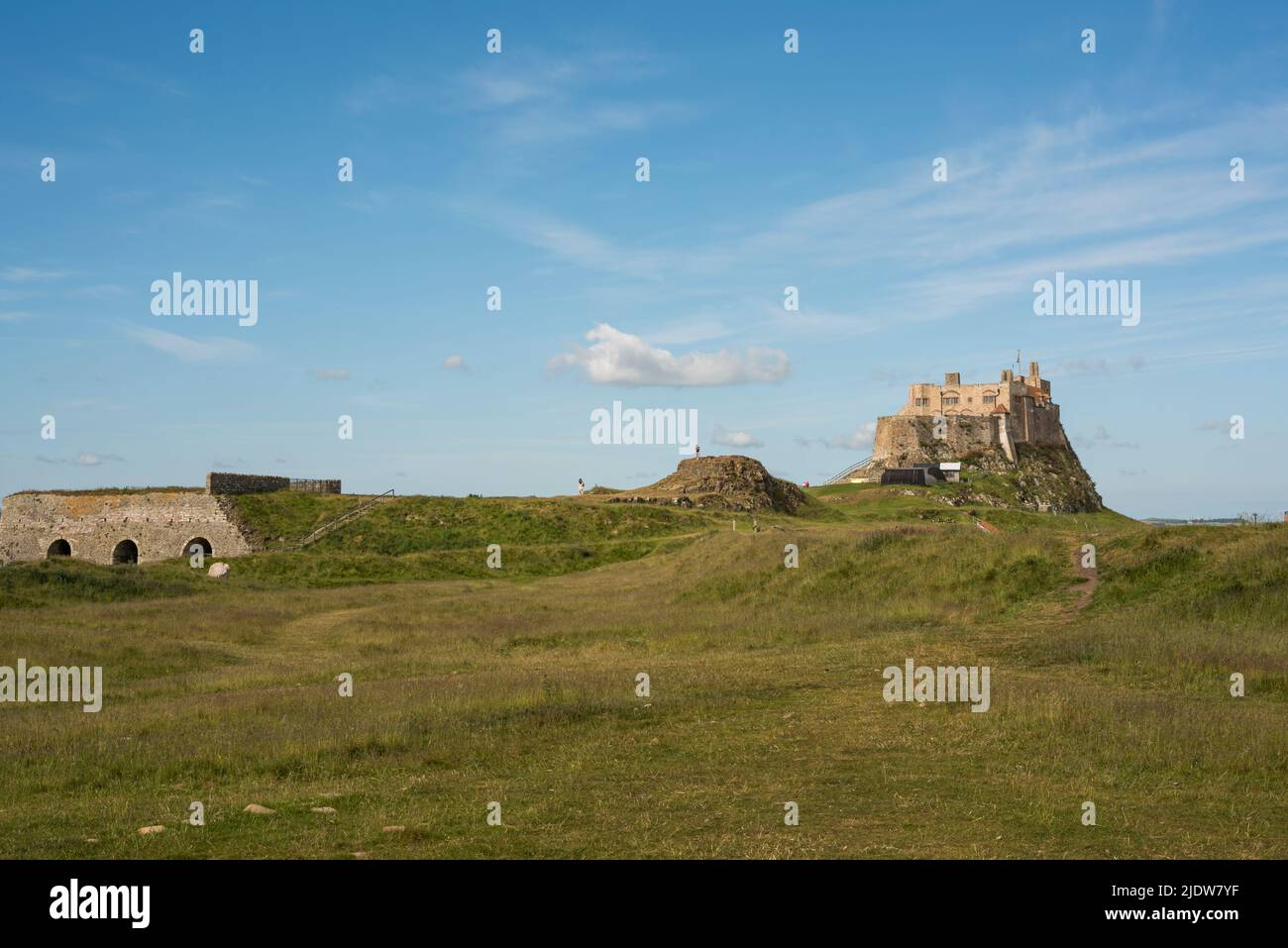 Lindisfarne Castle and lime kiln, (Holy Island) Northumberland, England ...