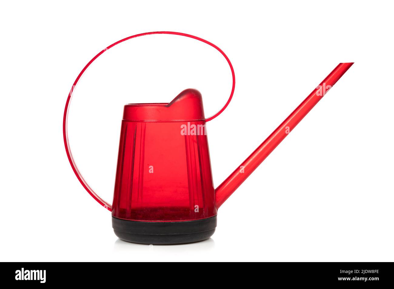 Red plastic watering can isolated on white background, empty Stock ...